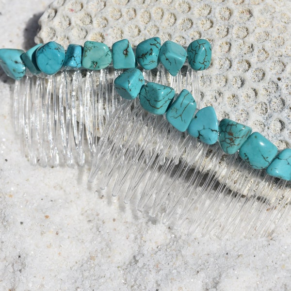 Turquoise Hair Comb - Etsy UK