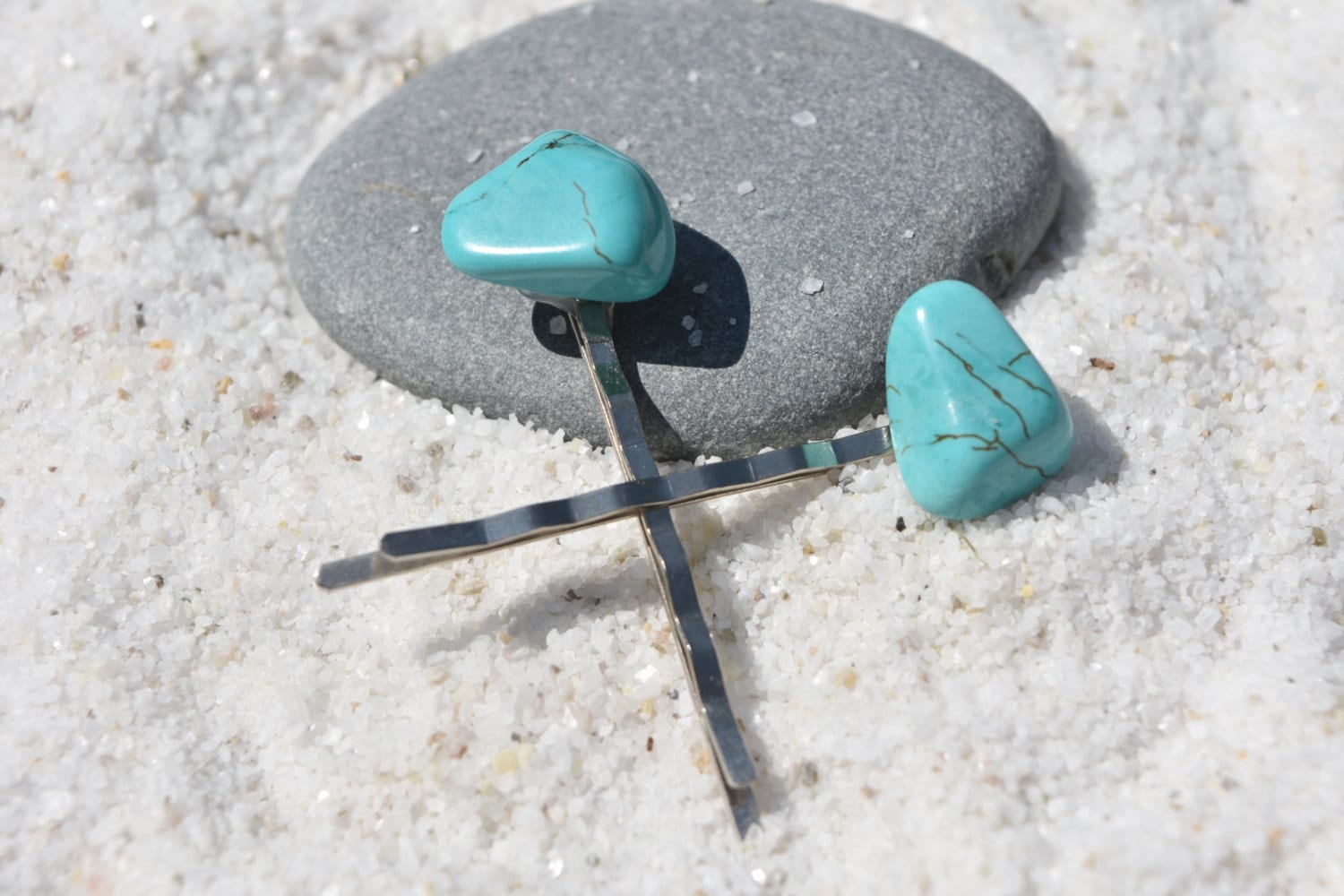 Turquoise Stone Hair Pins Qty of 2 | Etsy