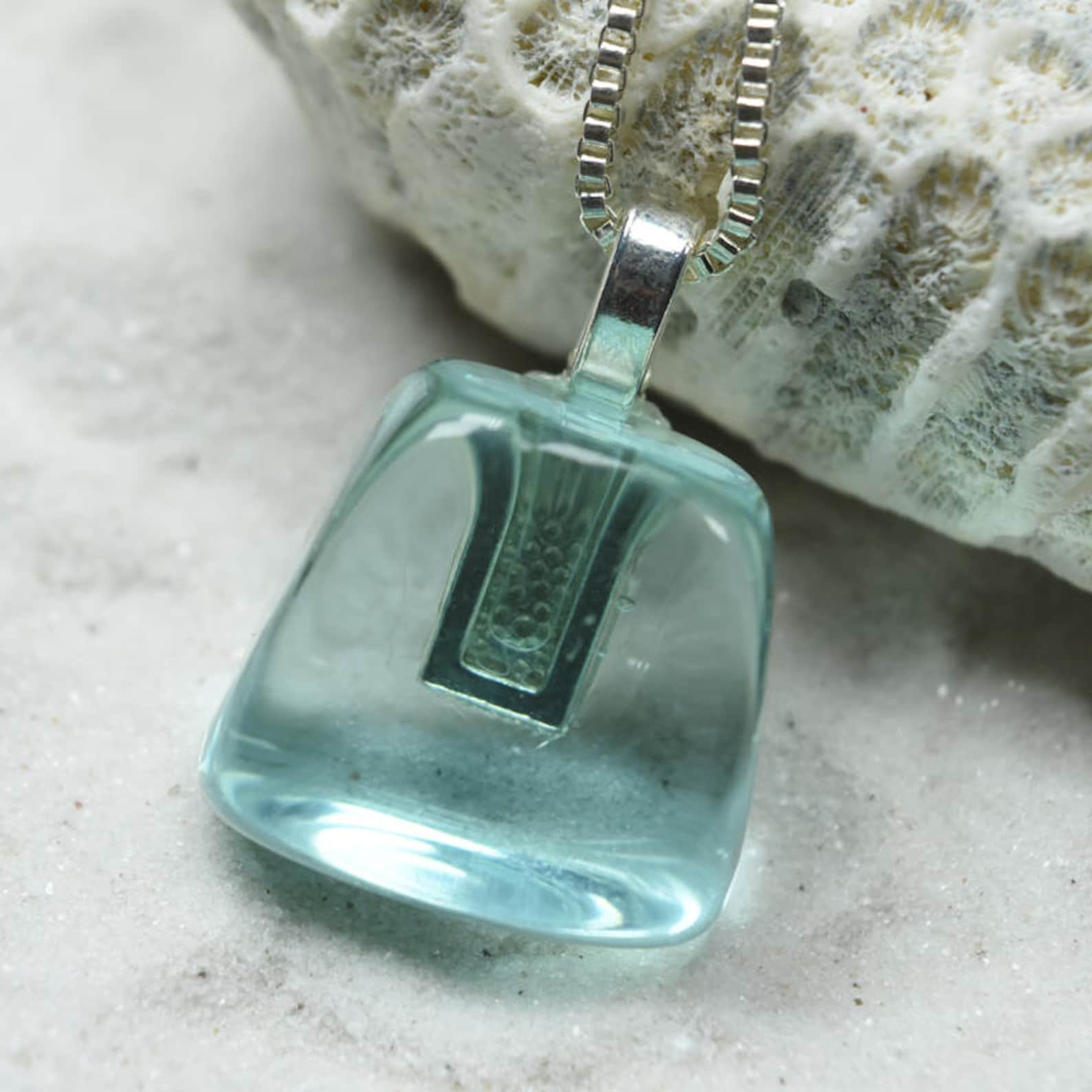 Custom Tumbled Aqua Blue Obsidian Stone Necklace Choose | Etsy