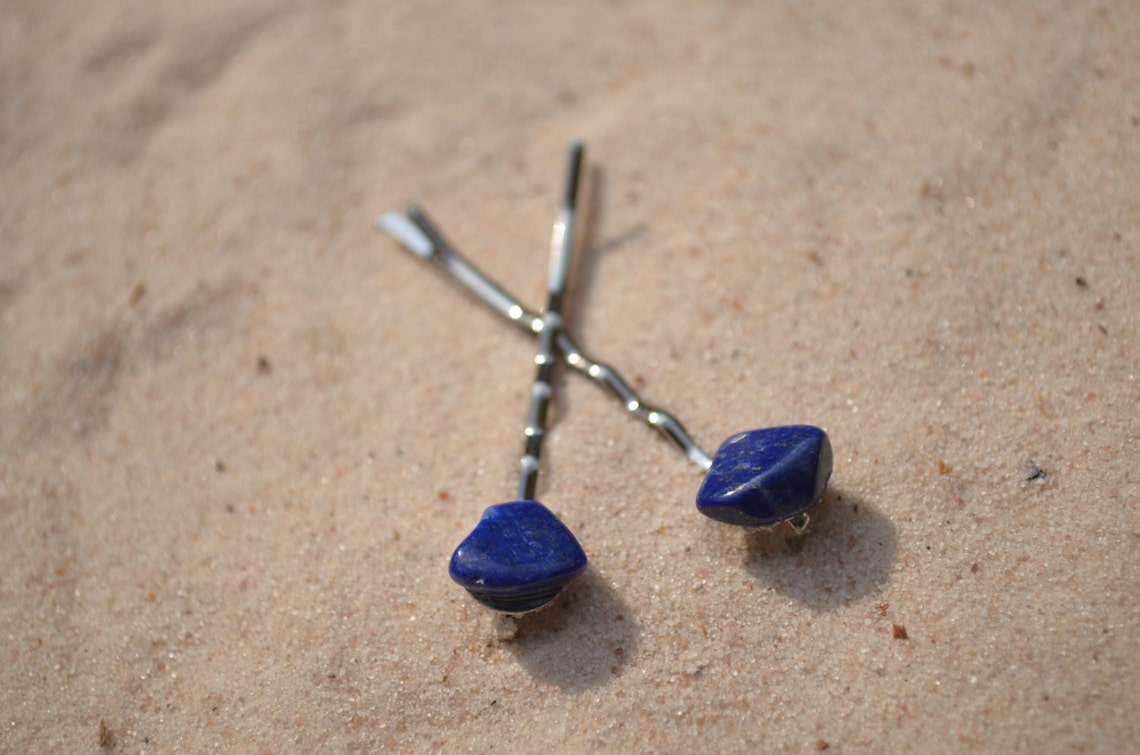 Lapis Lazuli Hair Pins quantity of 2 | Etsy