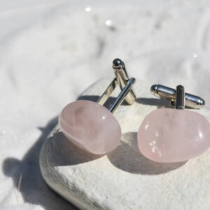 Custom Rose Quartz Stone Cufflinks - Etsy