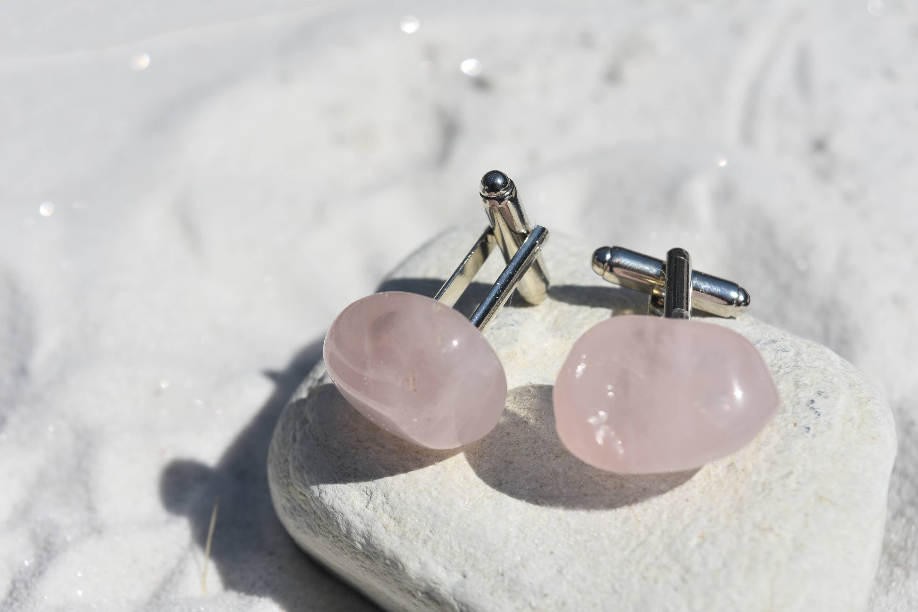 Custom Rose Quartz Stone Cufflinks - Etsy