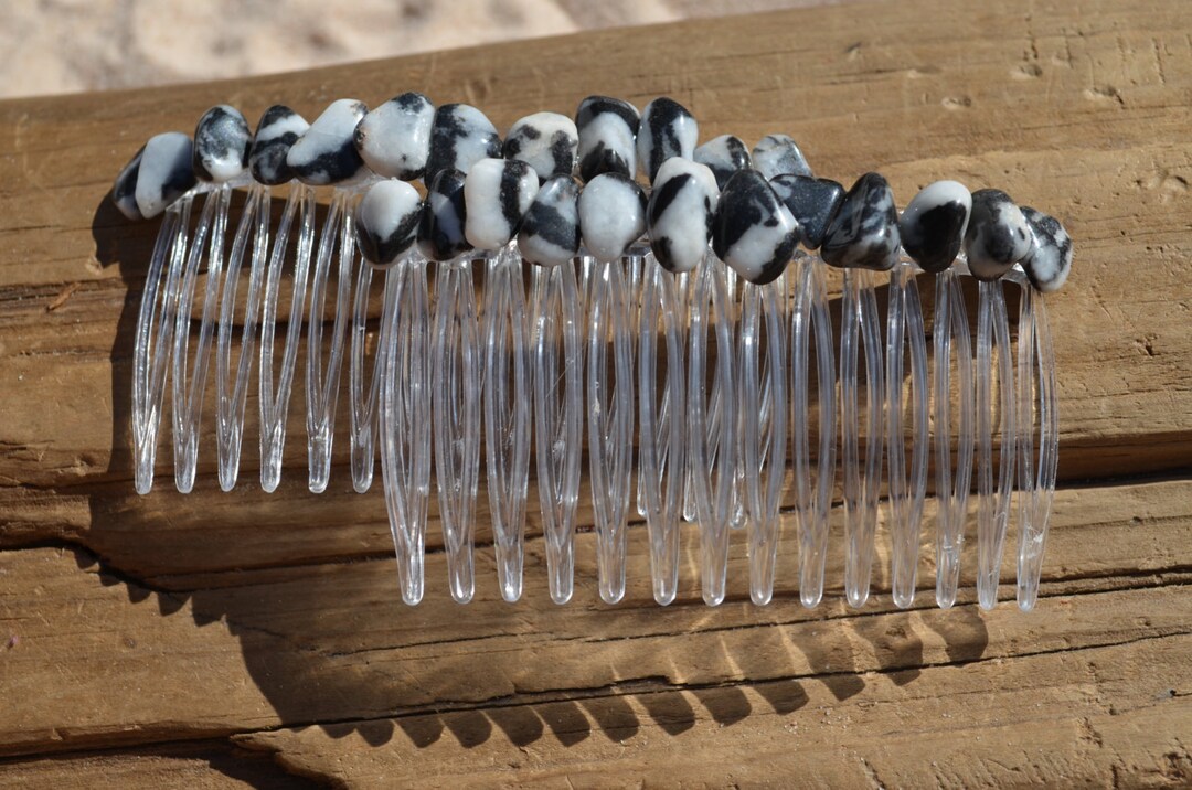 Marble Zebra Jasper Stone Hair Combs set of 2 - Etsy