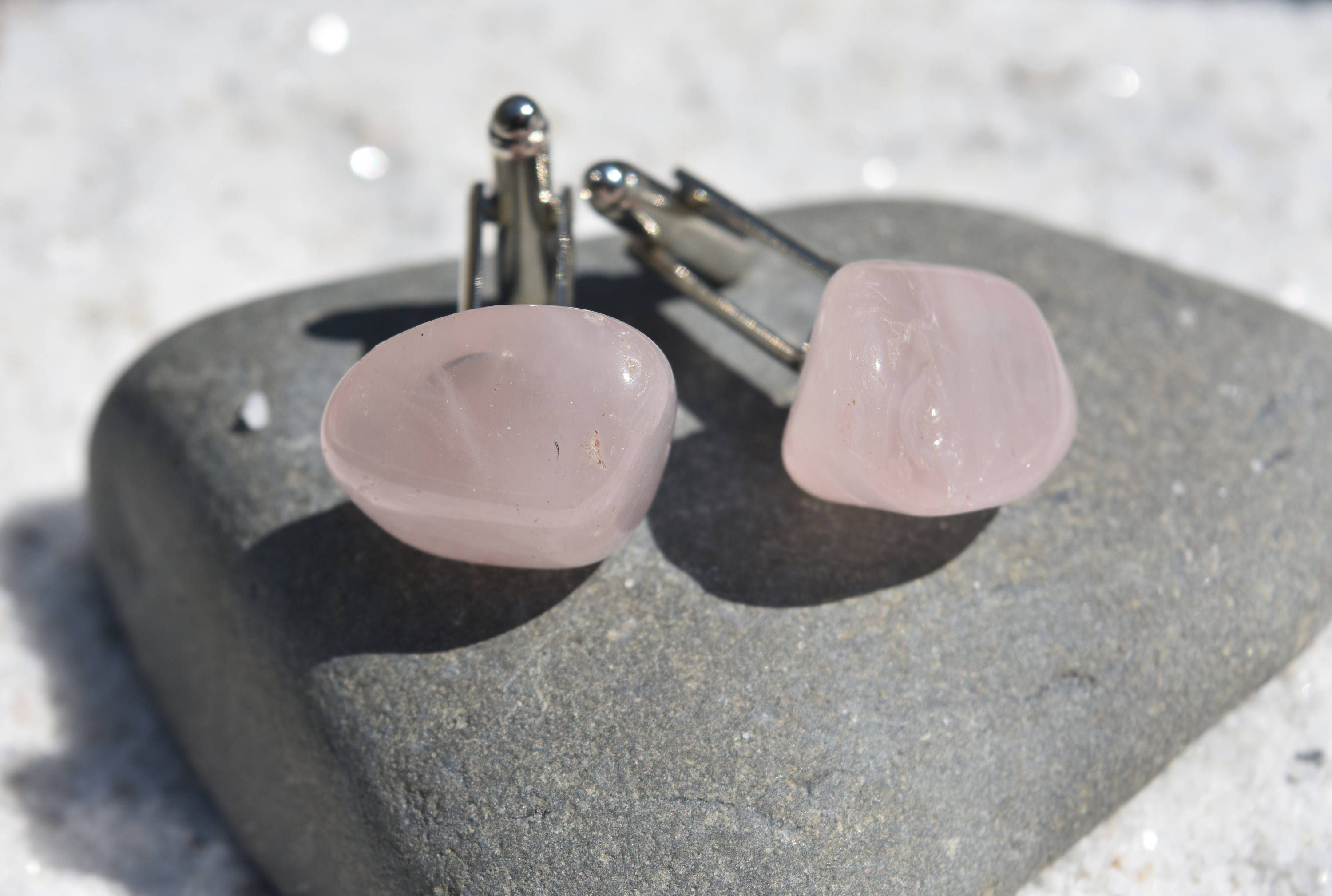 Custom Rose Quartz Stone Cufflinks - Etsy