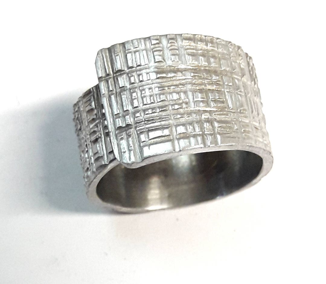 Open Aluminum Ring Handmade Forged With Juta Texture and Personalized ...