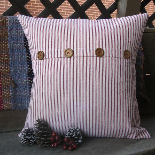 Red Ticking Pillow - Etsy