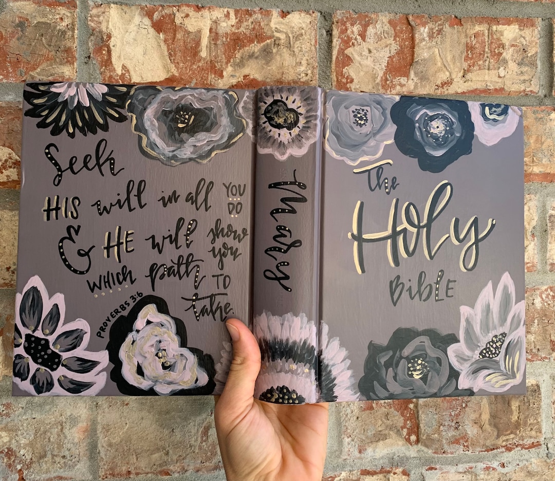Purple/black CSB Journaling Bible Handpainted Florals - Etsy
