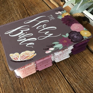 Butterfly and Floral Hand Painted Journaling Bible With Customized Tabs ...