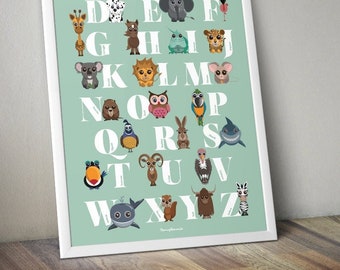 Colorful POSTER With the Polish Alphabet and FUNNY ANIMALS - Etsy