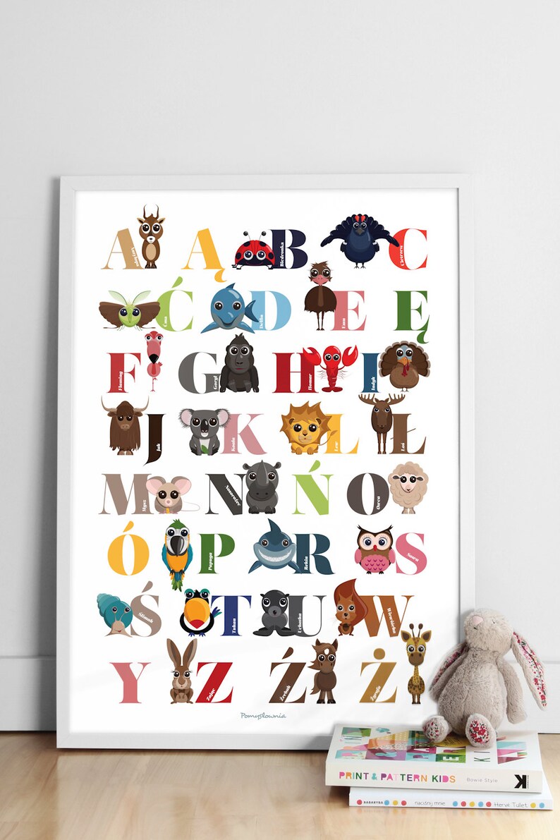 Colorful POSTER With the Polish Alphabet and FUNNY ANIMALS, Large ...