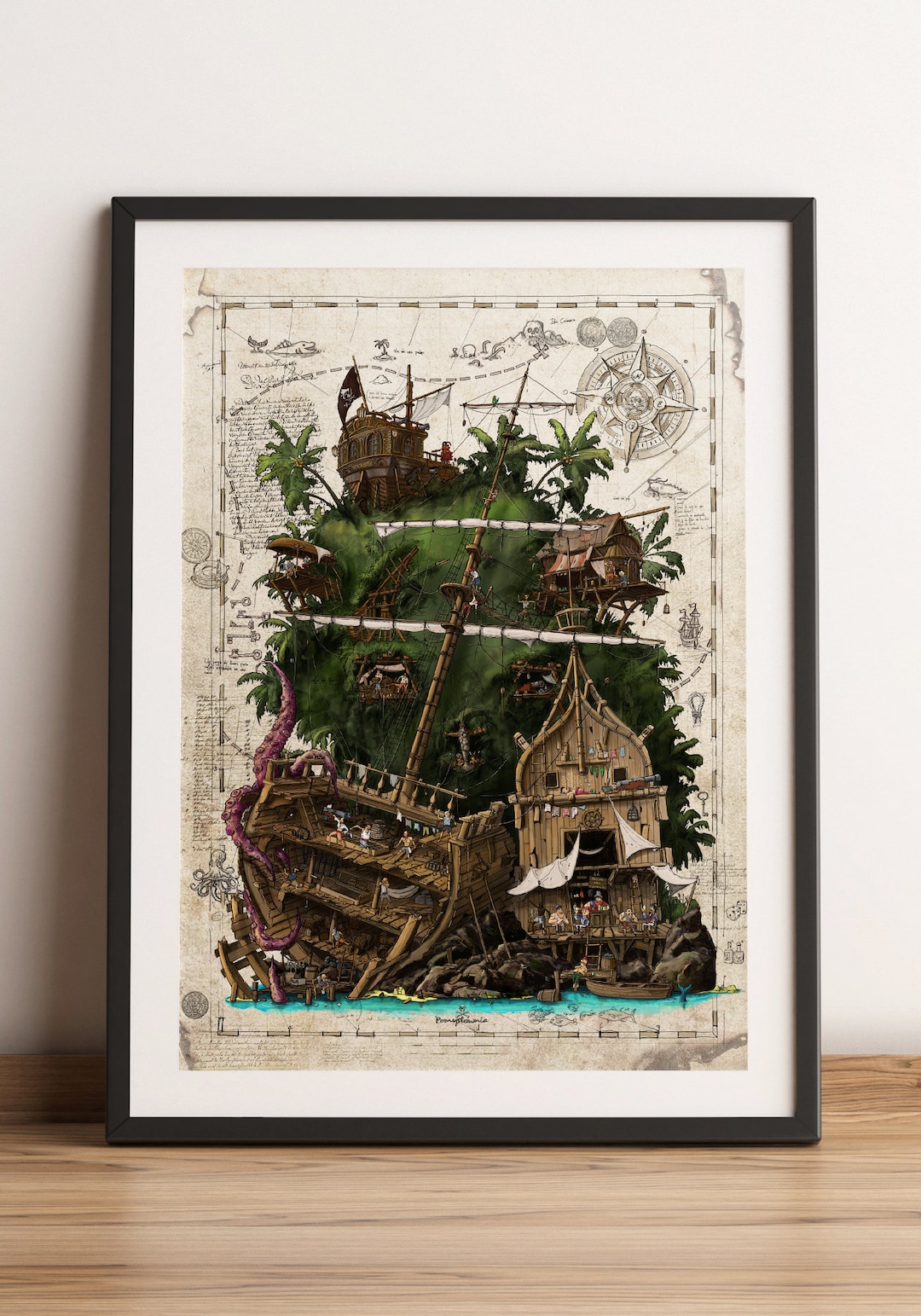 Pirate Ship, Skull Island. Poster. Large 50x70cm (19,75 X 27,5 Inch ...