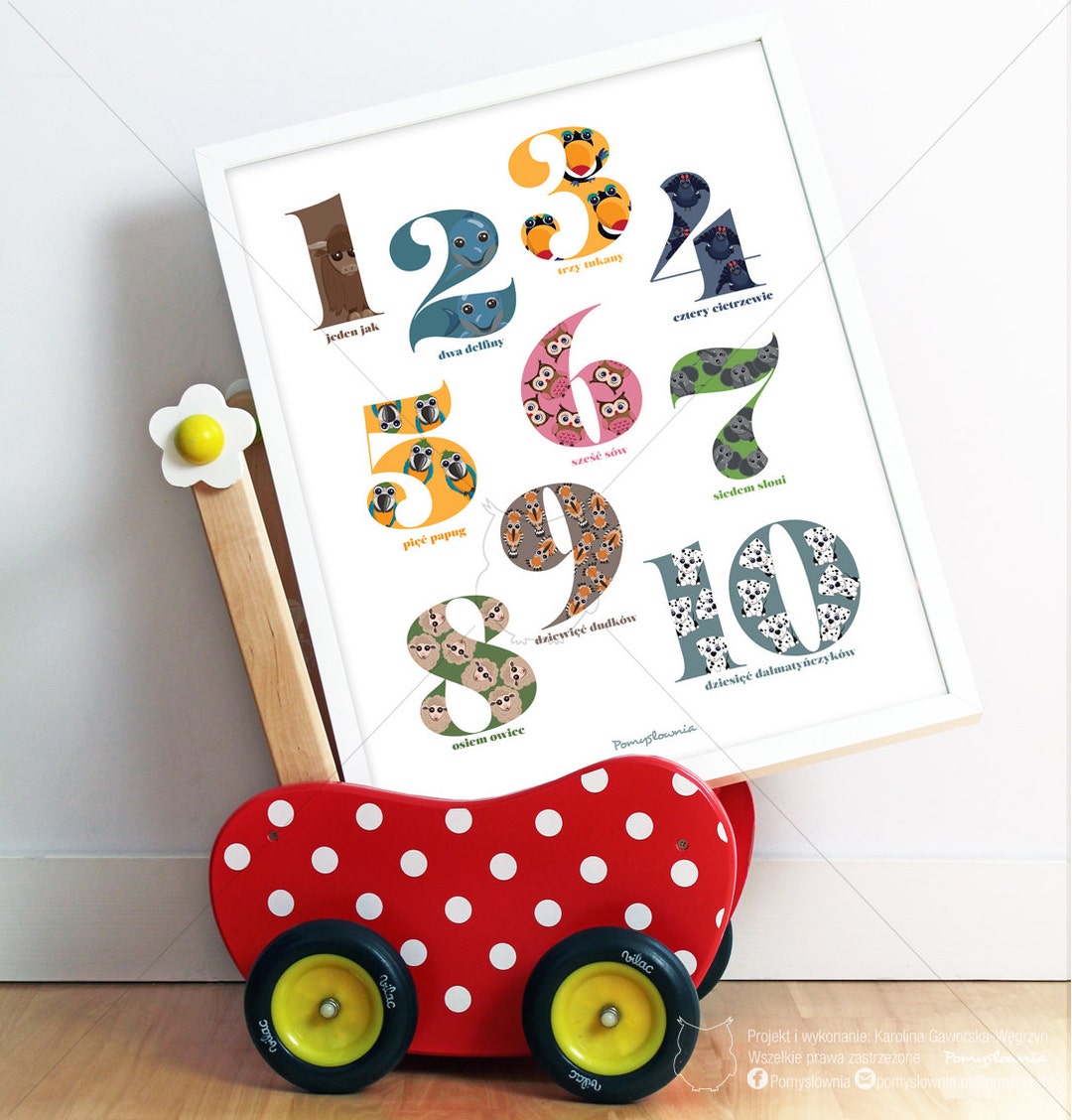 Colorful Poster With the NUMBERS and FUNNY ANIMALS, Large 40x50cm (15 ...