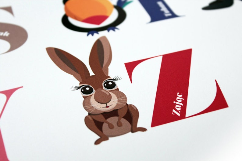 Colorful POSTER With the Polish Alphabet and FUNNY ANIMALS, Large ...