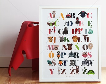 Colorful POSTER With the Polish Alphabet and FUNNY ANIMALS - Etsy