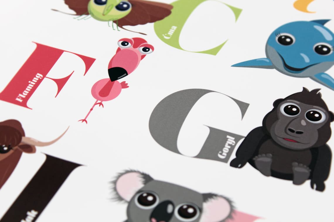 Colorful POSTER With the Polish Alphabet and FUNNY ANIMALS, Large ...