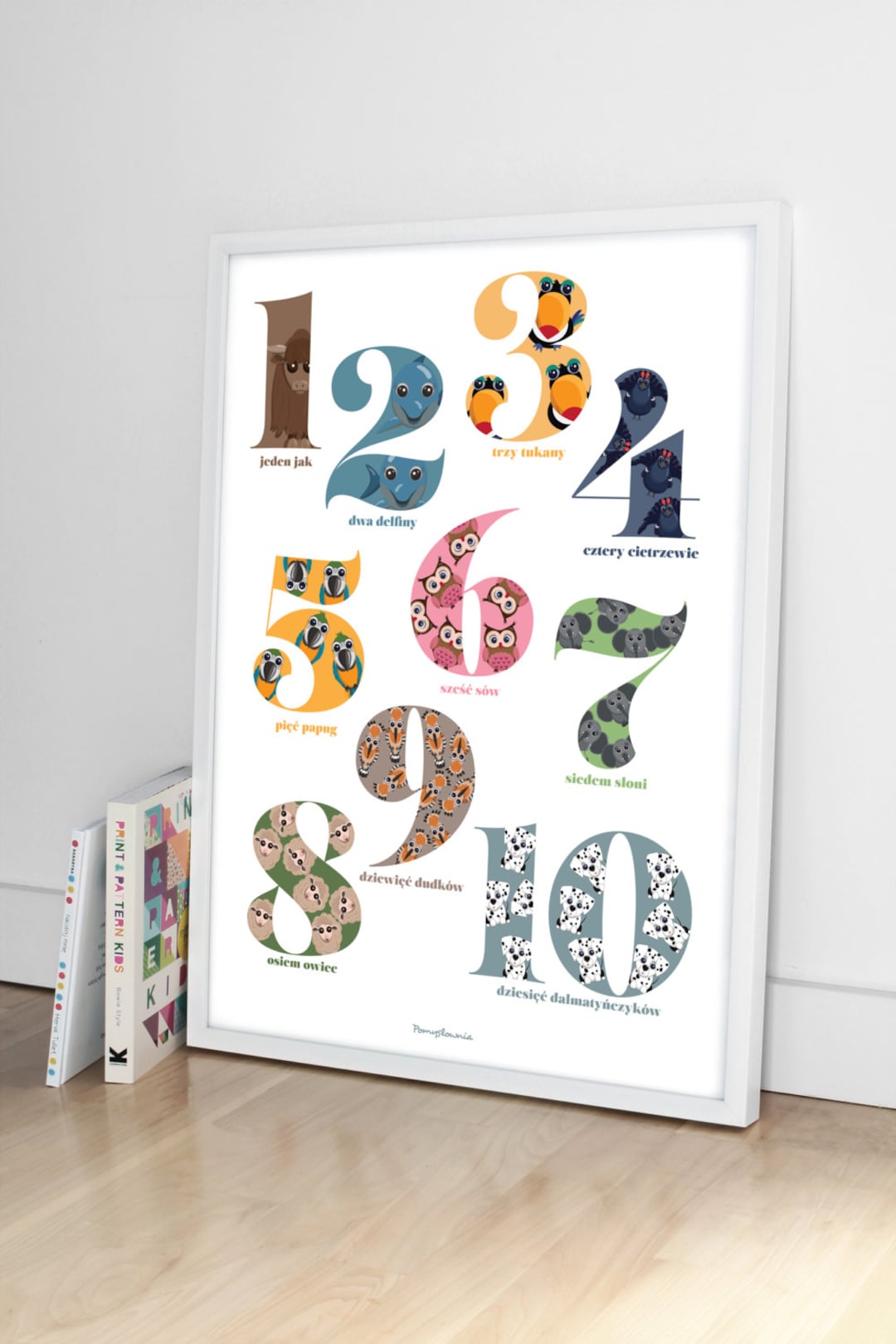 Colorful Poster With the Polish NUMBERS and FUNNY ANIMALS, Large ...