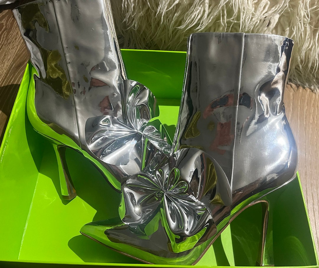 Sam Edelman Esmae Stiletto Ankle Boot, Shiny Silver size 7 - Etsy