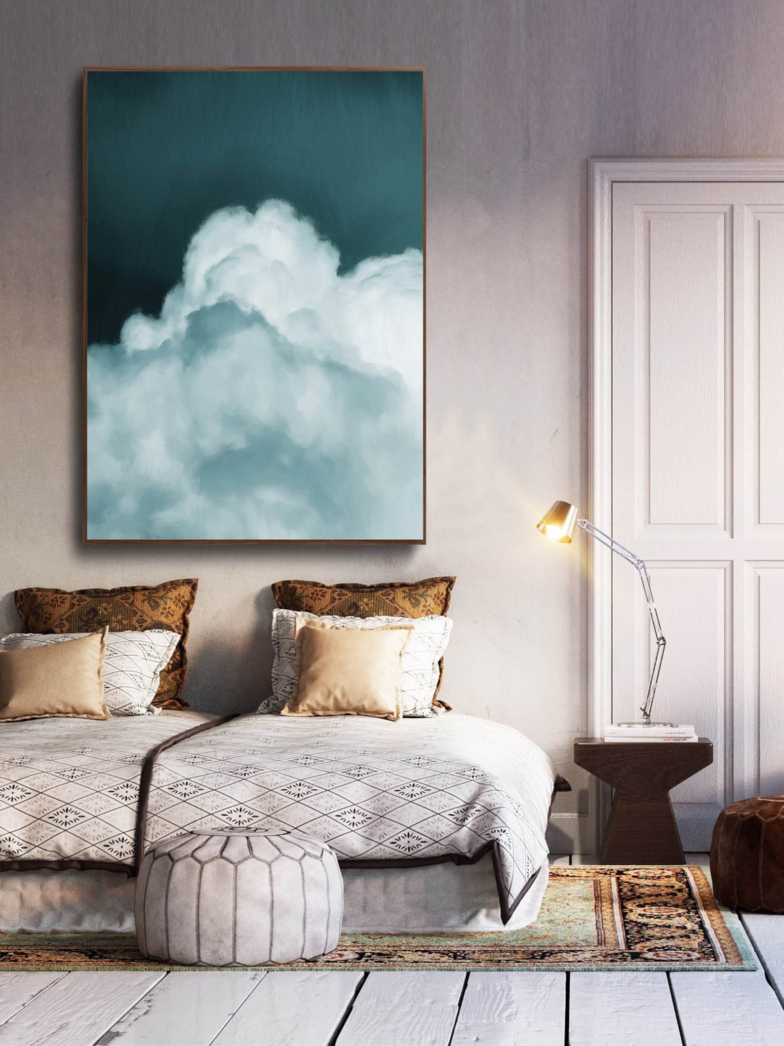 Cloud Painting, Abstract Art Print, Abstract Giclee, Green Teal Aqua ...