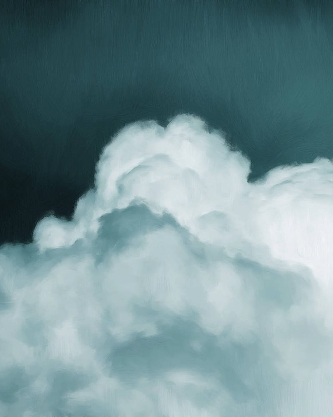 Cloud Painting, Abstract Art Print, Abstract Giclee, Green Teal Aqua ...