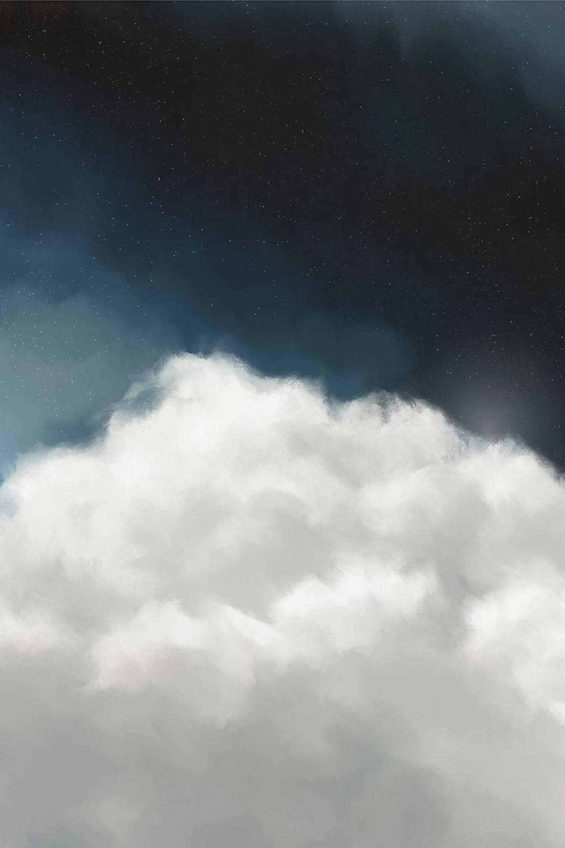 Cloud Art Navy Blue Wall Art Cloud Painting Abstract Art | Etsy