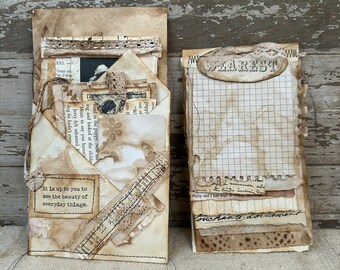 Primitive Grungy Set of 1 Handmade Grungy Scrap Paper Note Pad 2 Blank ...