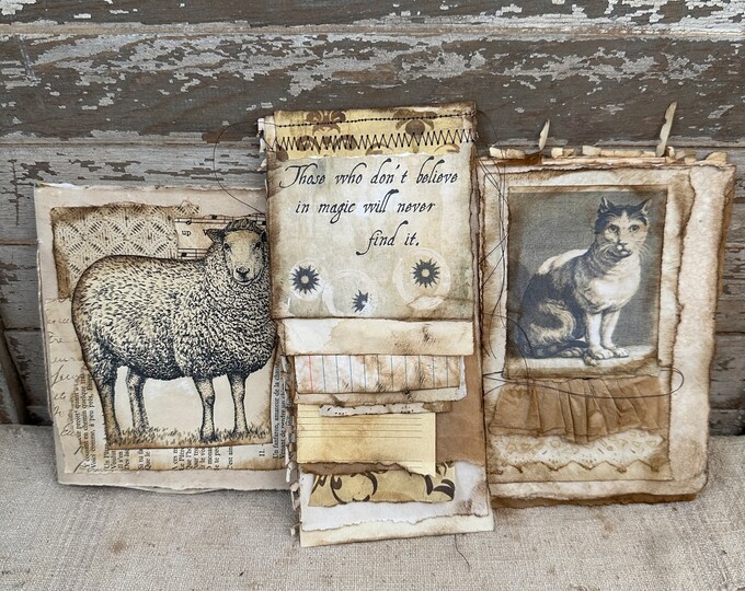 Primitive Grungy Set of 1 Handmade Grungy Scrap Paper Note Pad 2 Blank ...