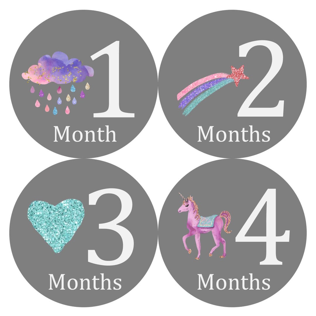 PRINTABLE INSTANT DOWNLOAD Unicorn Baby Onesie® Milestone Stickers ...