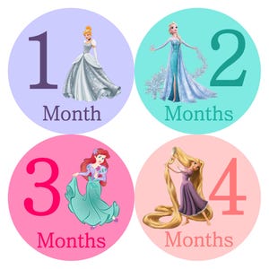 Disney Princess-baby Girl Monthly-milestone Stickers-monthly Baby ...