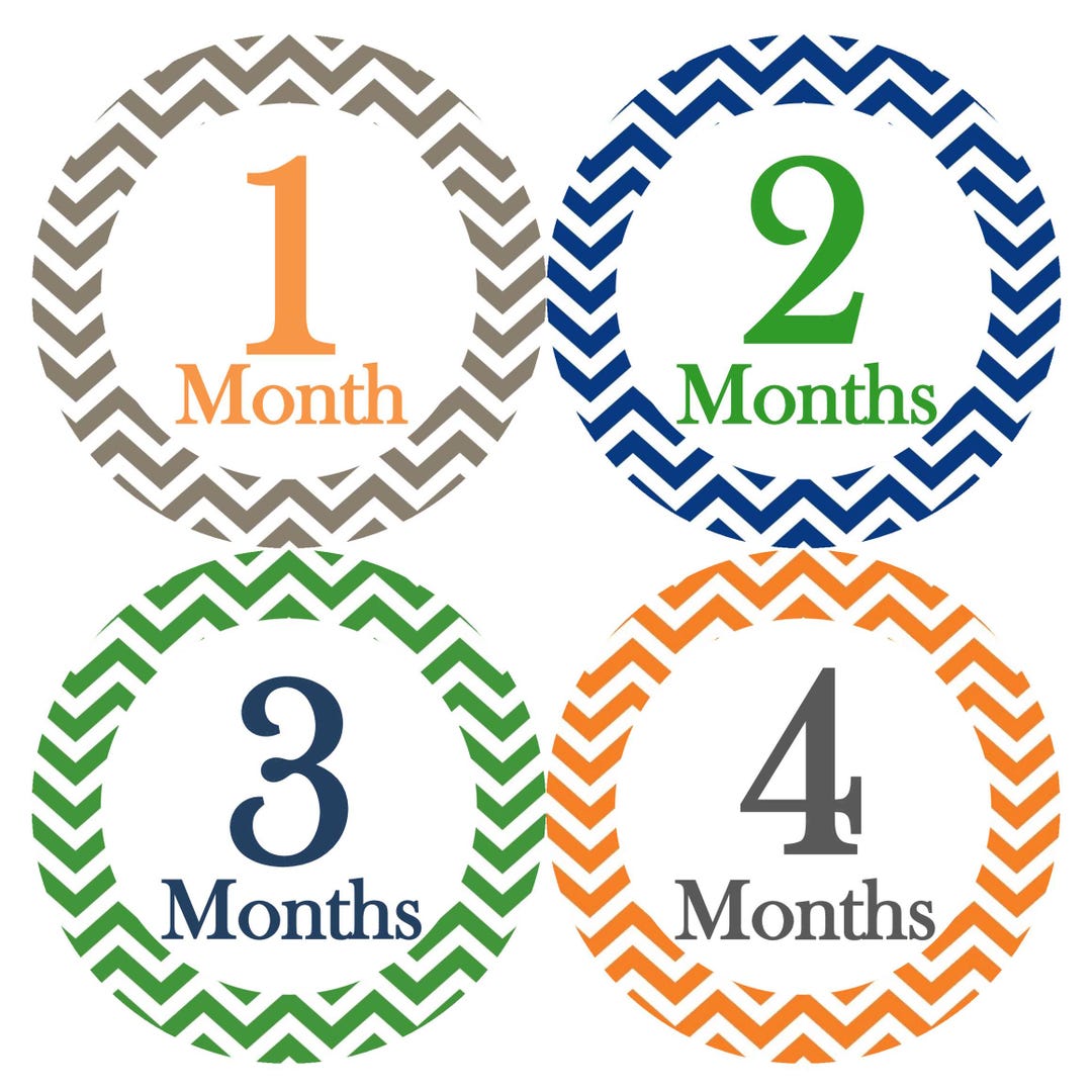 PRINTABLE INSTANT DOWNLOAD Chevron Baby Onesie® Milestone Stickers ...