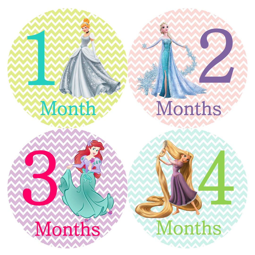 PRINTABLE INSTANT DOWNLOAD Disney Princess Baby Onesie® Milestone ...