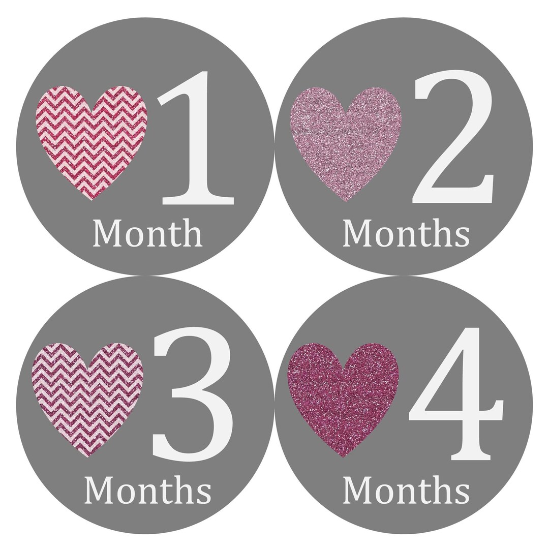 PRINTABLE INSTANT DOWNLOAD Hearts Baby Onesie® Milestone Stickers, Baby ...