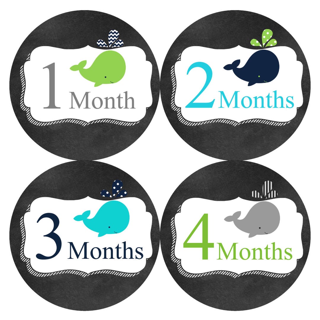 PRINTABLE INSTANT DOWNLOAD Whale Baby Onesie® Milestone Stickers, Baby ...