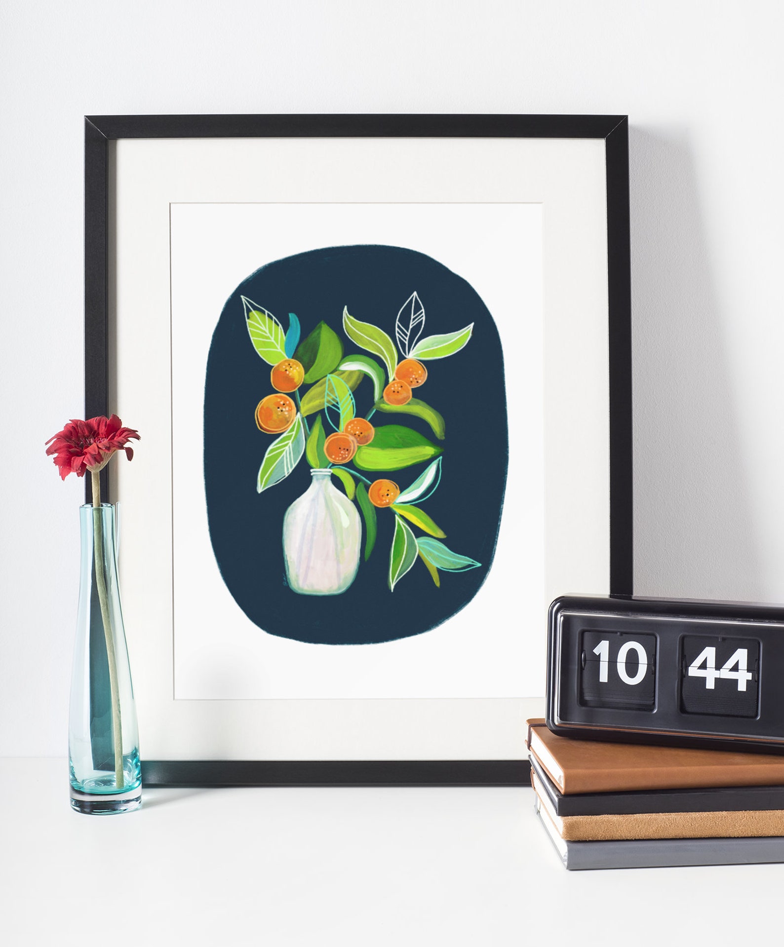 Orange Tree Gouache Painting: Floral Art Print - Etsy