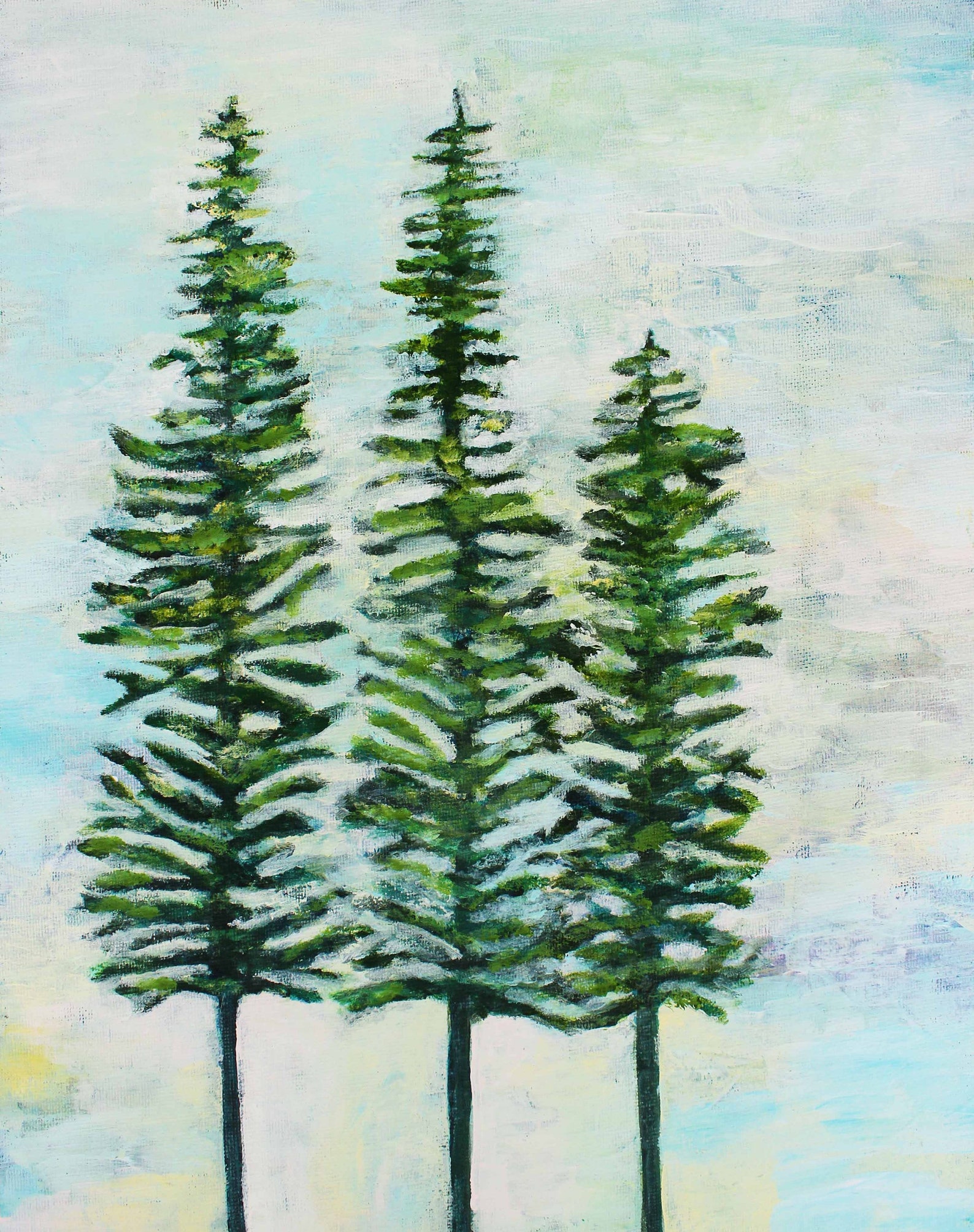 Tree Painting Tree Line Painting West Coast Art Print - Etsy