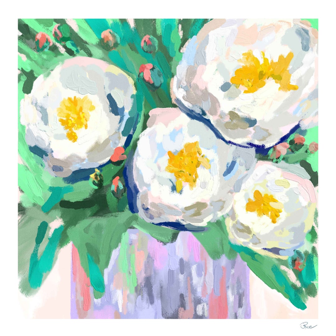 White Flowers, White Peonies, Peony, Impressionist Flowers, Abstract ...