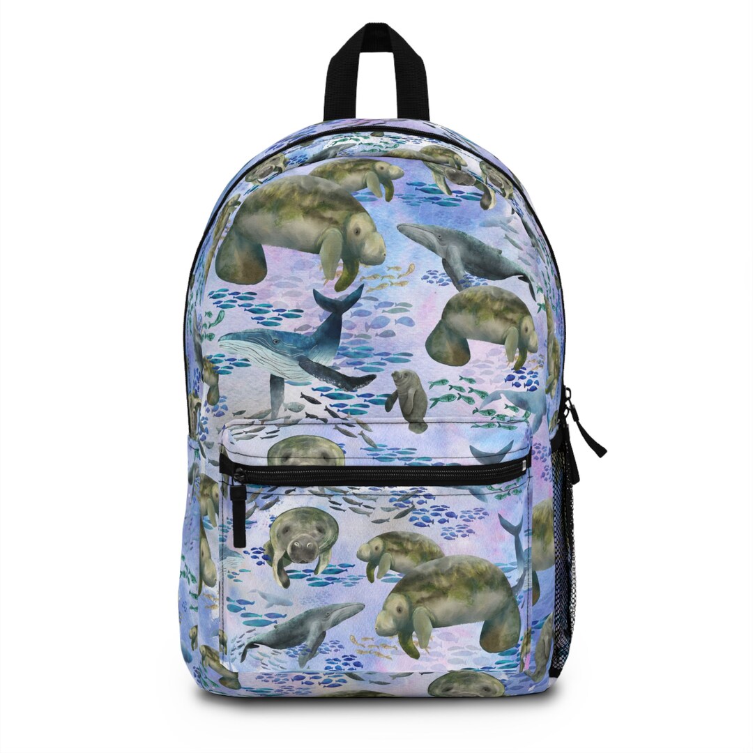 Manatee Backpack Beach Backpack Manatee Bag Laptop Backpack Whale ...