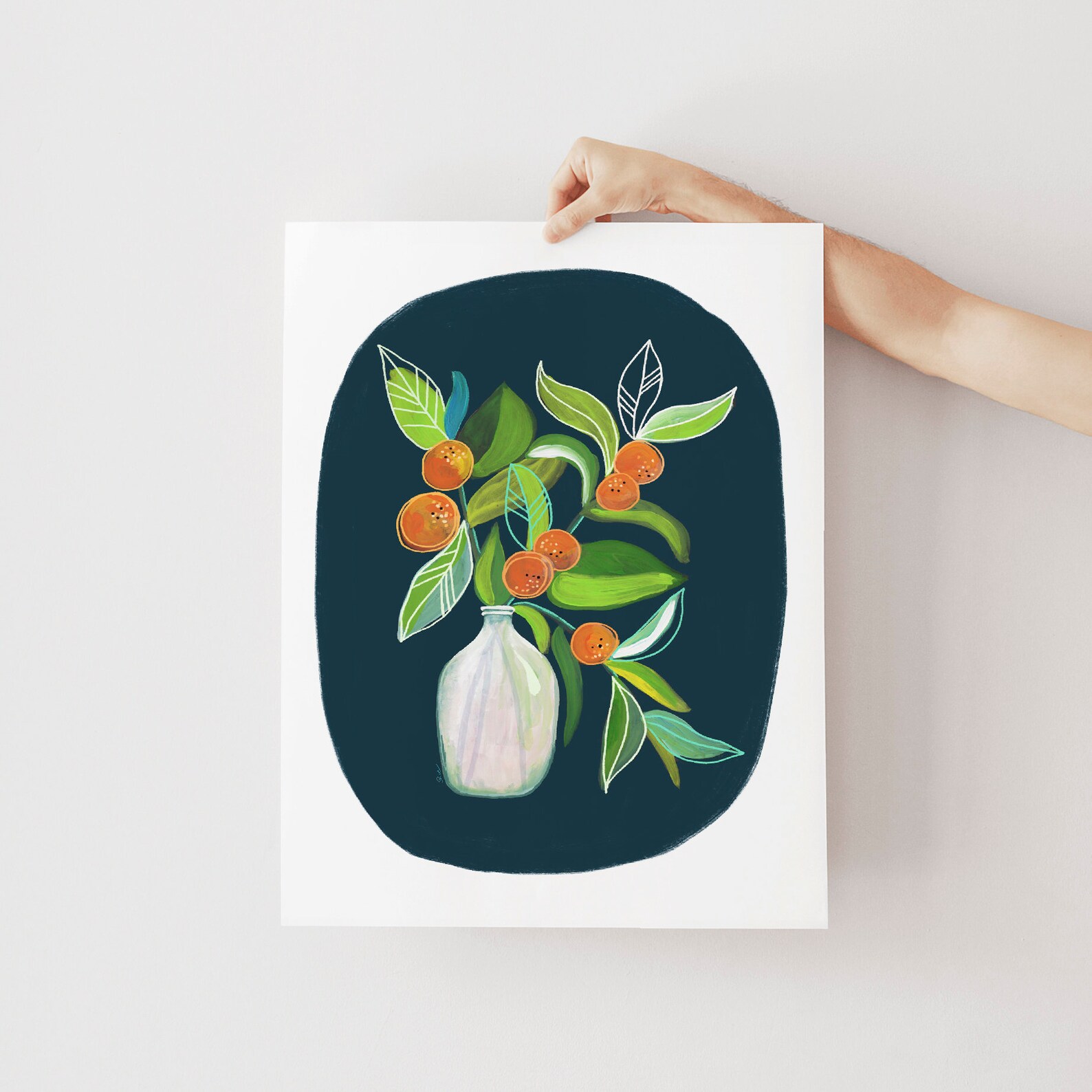 Orange Tree Gouache Painting: Floral Art Print - Etsy