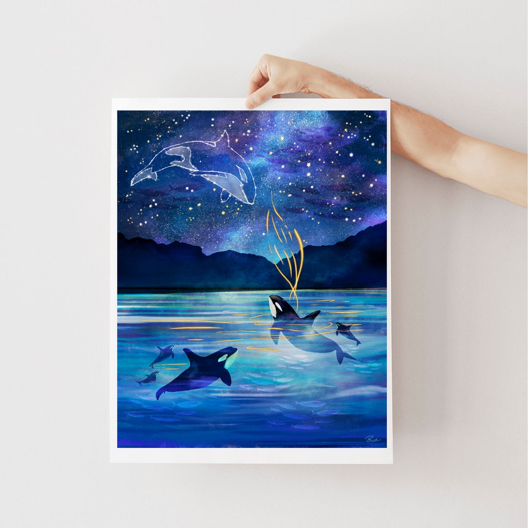 Tokitae Orca Whale Watercolor Art Print: Pacific Northwest Ocean Life ...