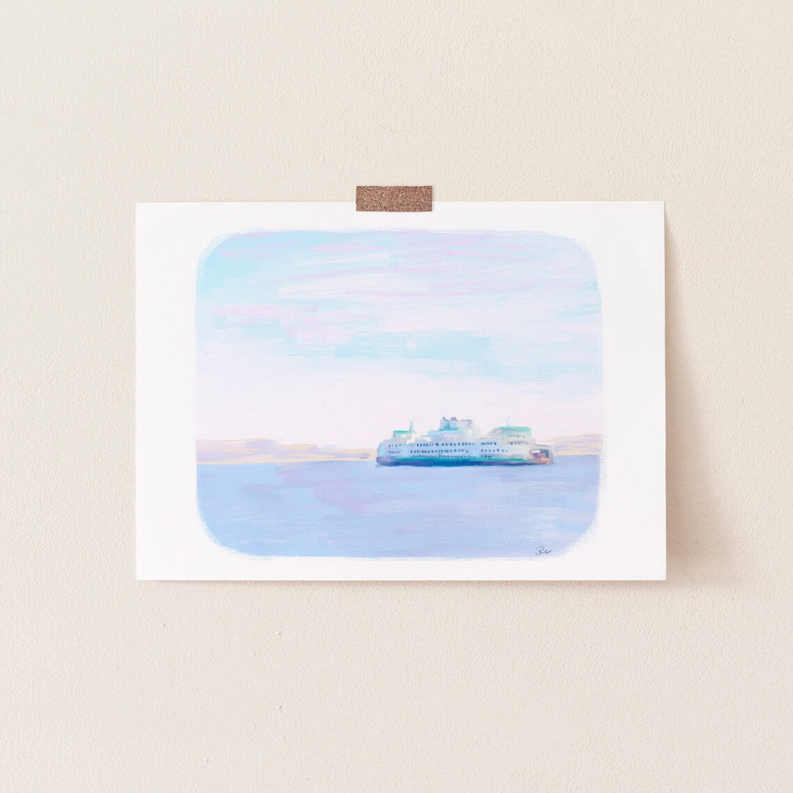 Seattle Ferry Art Print, Washington Ferry, Bainbridge Island, PNW Art ...