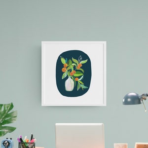 Orange Tree Gouache Painting: Floral Art Print - Etsy