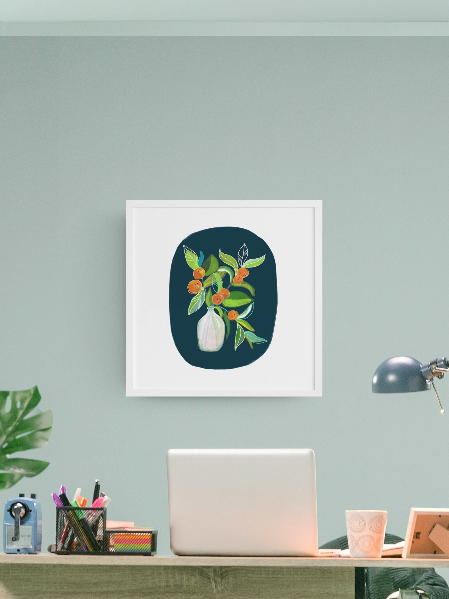 Orange Tree Gouache Painting: Floral Art Print - Etsy