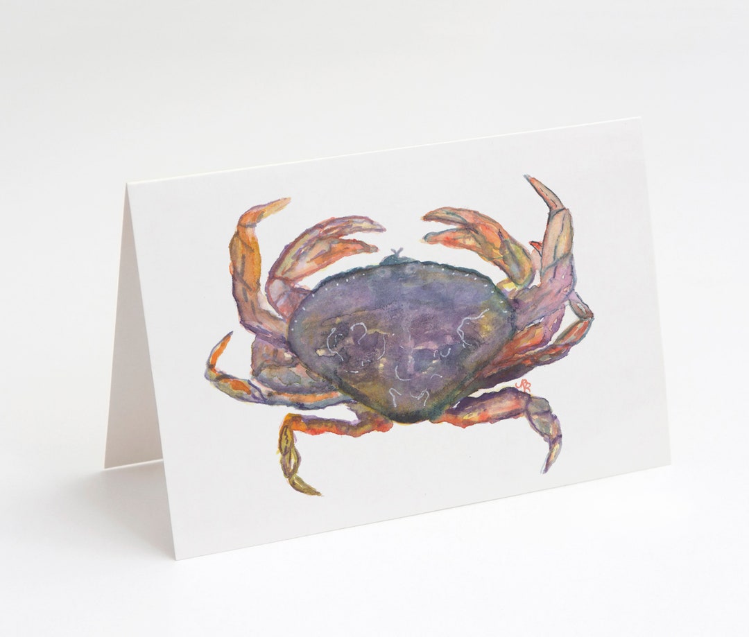 Crab Card, Dungeness Crab, Blank Card, Modivational Card, Single Card ...