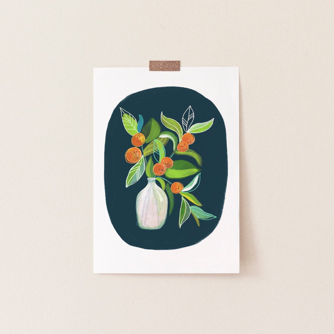 Orange Tree Gouache Painting: Floral Art Print - Etsy