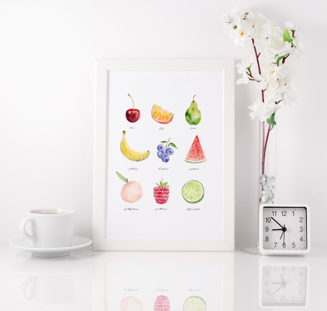 Fruit of the Spirit Watercolor, Love, Joy, Peace, Patience, Kindness ...