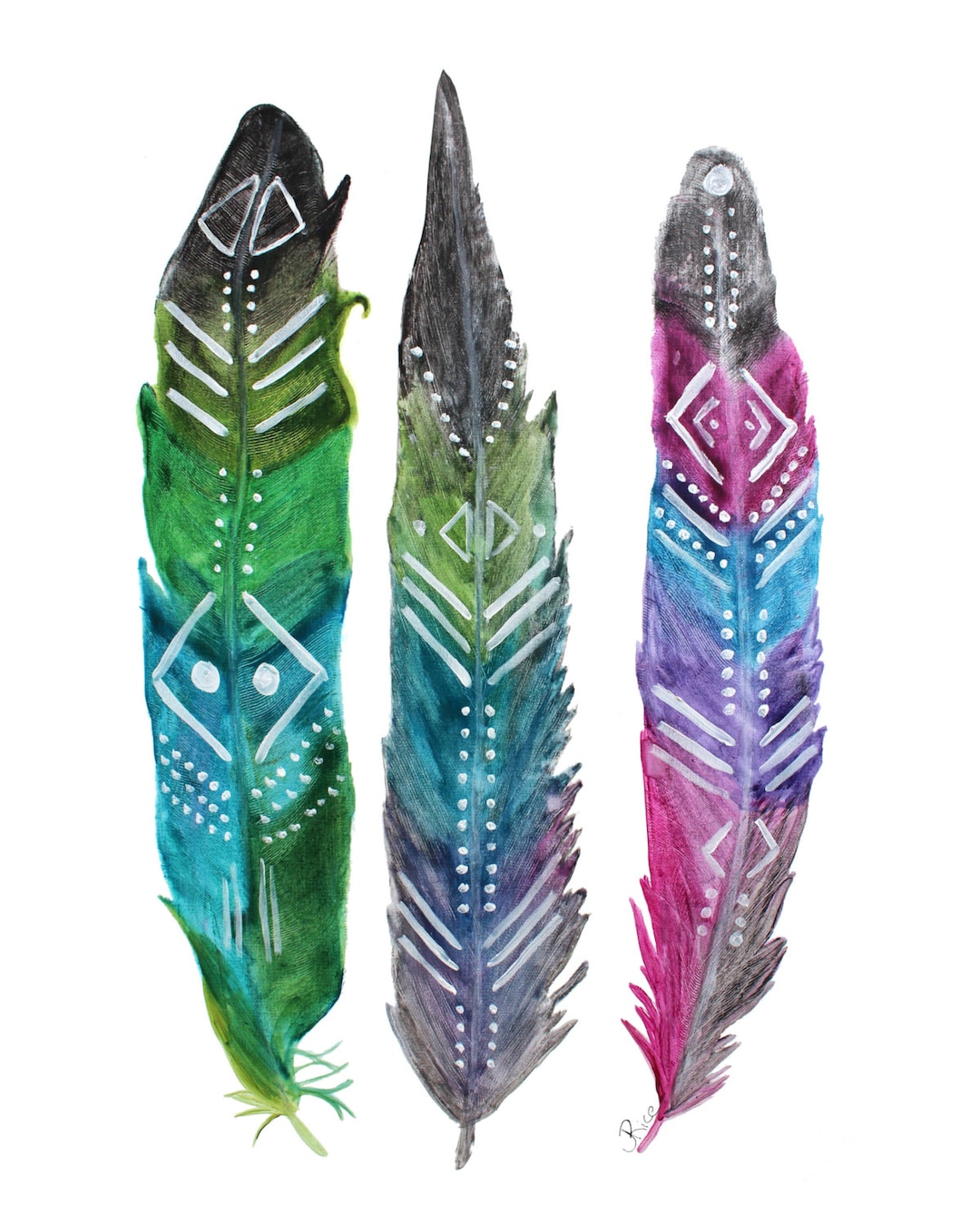 Feather Painting, Painted Feathers, Colorful Feathers, Native American ...