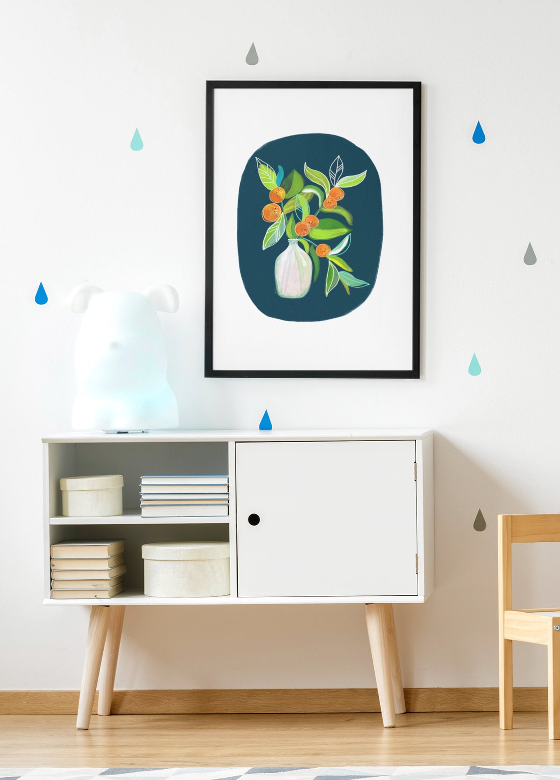 Orange Tree Gouache Painting: Floral Art Print - Etsy