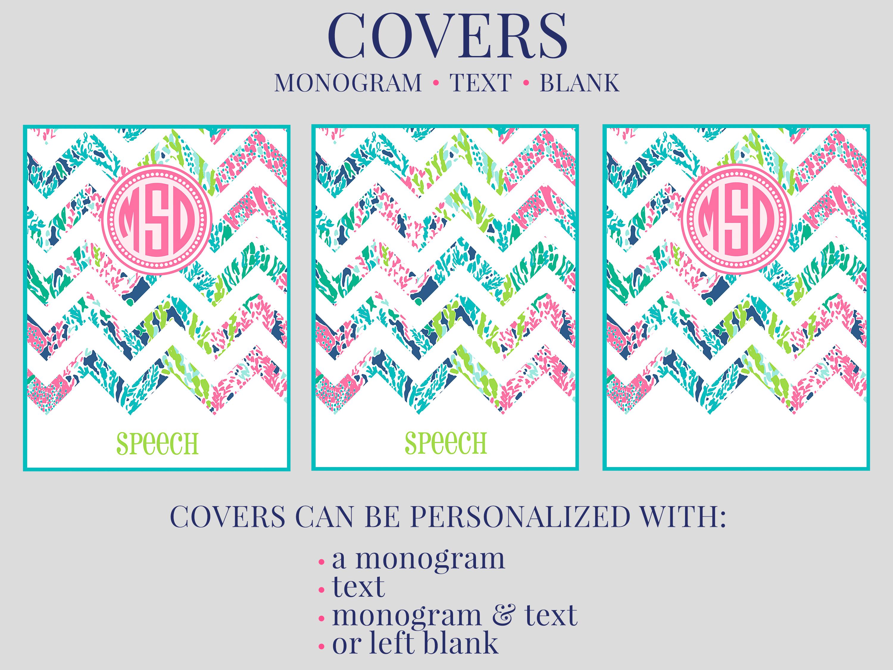 Monogrammed Binder Covers, Printable Personalized Binder Cover and ...
