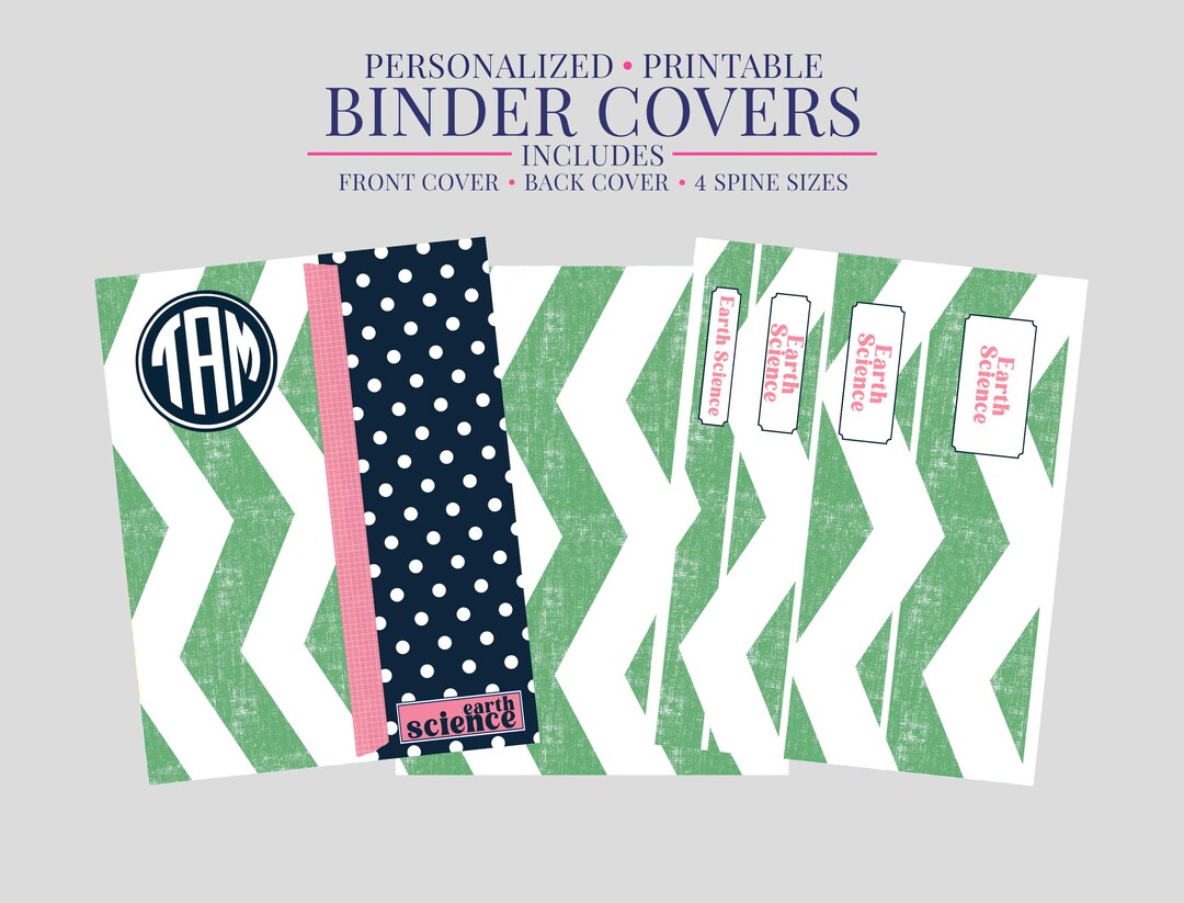 Personalized Printable Binder Cover, Monogrammed Binder Covers and ...