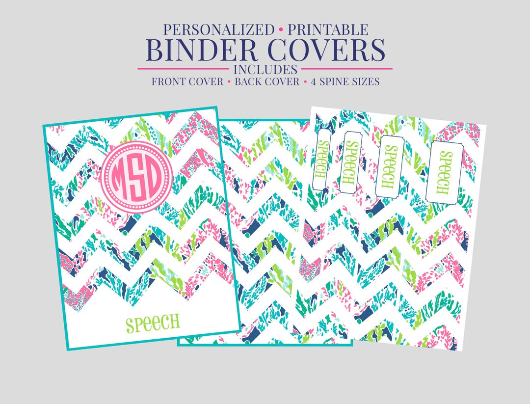 Monogrammed Binder Covers, Printable Personalized Binder Cover and ...