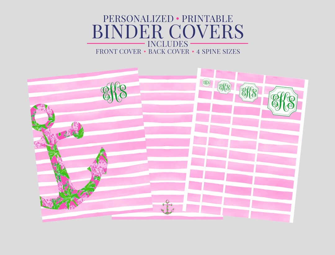Printable Binder Cover, Monogrammed Binder Insert, Personalized Binder ...